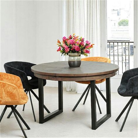 Table ronde extensible en bois recyclé D 120-160 cm SAMOA