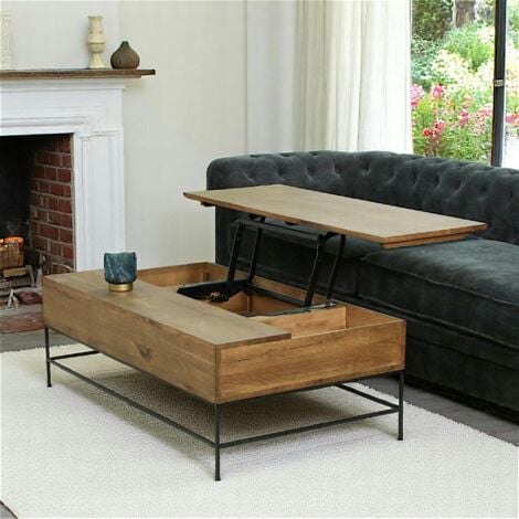 Table basse relevable chêne massif HUDSON