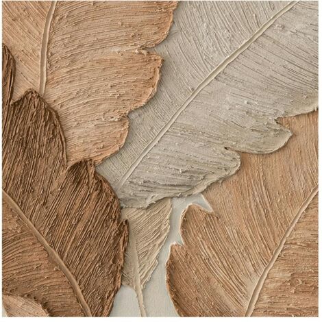 Tableau feuilles tropicales avec relief 80x80 cm