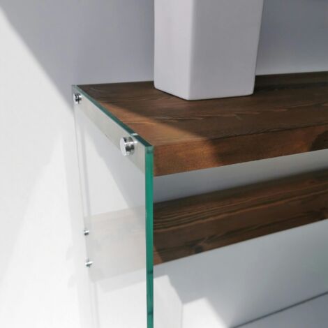 Console d'entrée minimaliste en verre et bois brun LHASA