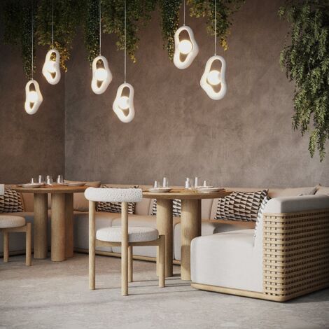 Suspension design blanche texturée – globe central LULING