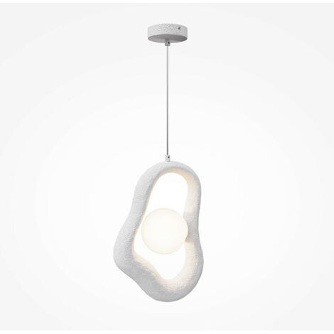 Suspension design blanche texturée – globe central LULING