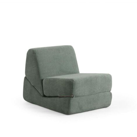 Chauffeuse convertible verte bouclette, lit d'appoint SAPPO