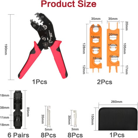DEWIN Pince à sertir Ensemble d'embouts de fil, pince à sertir solaire, outil de connecteur ...