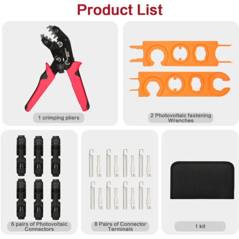 DEWIN Pince à sertir Ensemble d'embouts de fil, pince à sertir solaire, outil de connecteur ...