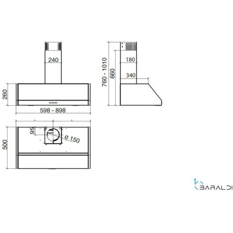 CAMPANA RETTA cm. 60 Negra - 700 m3/h
