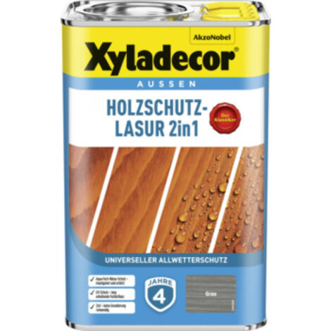 Xyladecor Holzschutz-Lasur 2 in 1, 4 Liter Grau