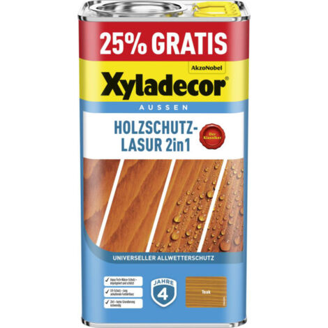 Xyladecor Holzschutzlasur 2in1 Aussen, 5 Liter, Farbton Teak