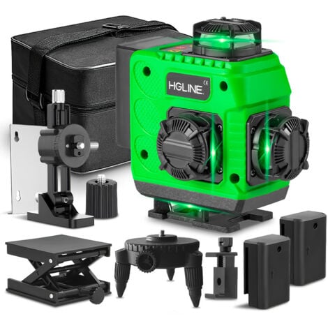 Nivel Láser 4 x 360°,4D Verde 16 Líneas Autonivelante Herramienta Láser de Nivelación Cruzada ...