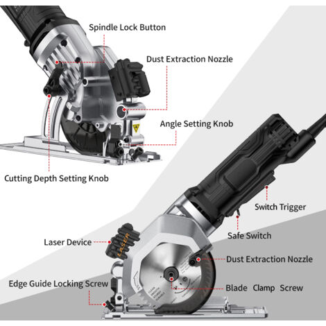 Mini-Kreissäge 580W 115MM 76602L Grau