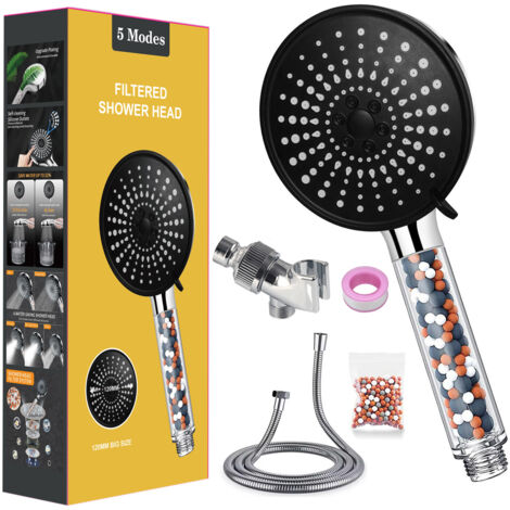 Duschkopf mit Schlauch, Duschbrause Mit Schlauch 1,5 m, 5 Strahlarten, Wassersparend ...