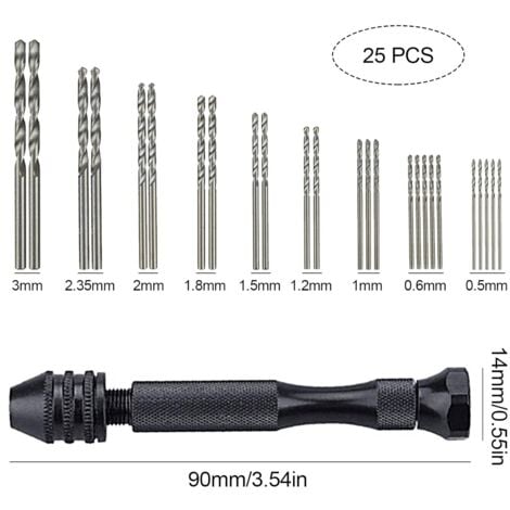 26-teiliges Spiralbohrer-Set für Miniatur-Handbohrmaschinen, 1 Griff ...