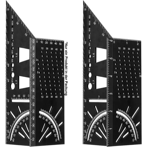 3D-Zimmermannswinkel, Winkellineal aus Aluminiumlegierung, 45- und 90-Grad-Gehrungslineal für ...