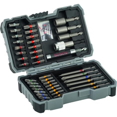 Bosch Professional 43-teilige Extra Hard Schrauberbit-Sets (PH, PZ, SL, T, TH-Bit, Hammer und ...