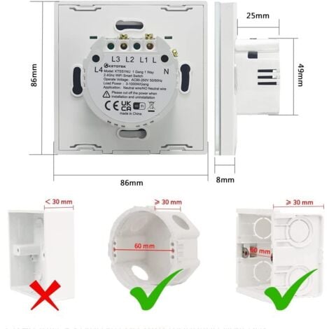 WLAN-Smart-Lichtschalter, kompatibel mit Alexa Google Home Smart Life ...