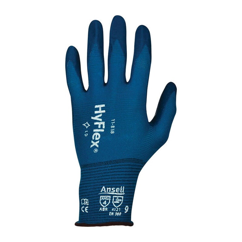 Gant HyFlex Nr.11-818 Taille 10 bleu foncé Nylon-Spandex EN 388 Kat.II (Par 12)