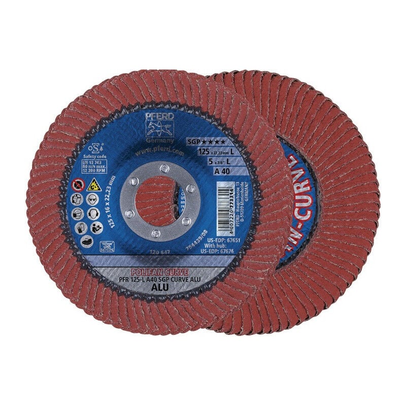 Disque à lamelles POLIFAN® A SGP CURVE ALU D. 125 mm granulation 40 radial alumi (Par 10)