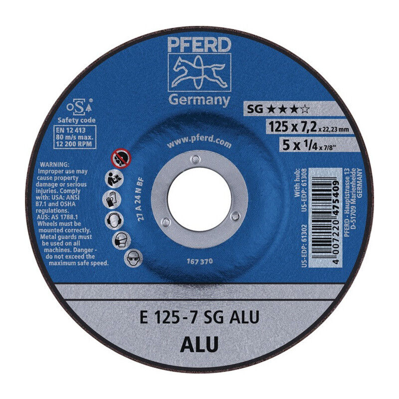 Meule à ébarber SG ALU D180xS7.2 mm contre-coudé aluminium perçage 22. ...