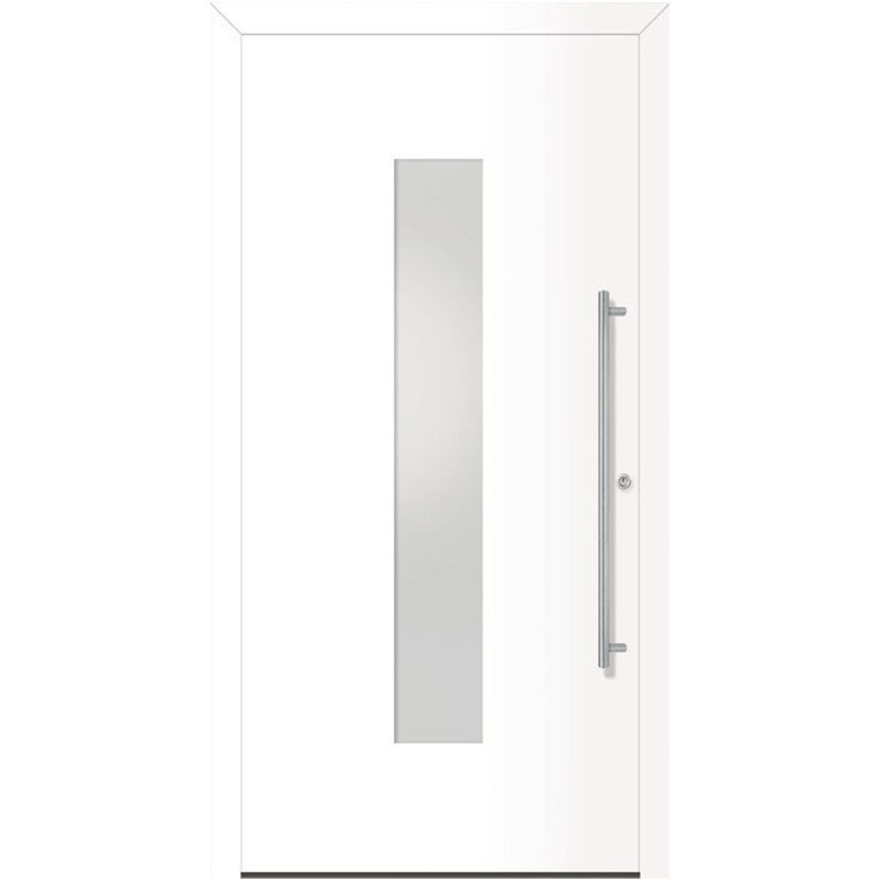 Porte d'entrée en métal Home RAL9016 Satinato blanc B1100mm H2100mm DIN ...
