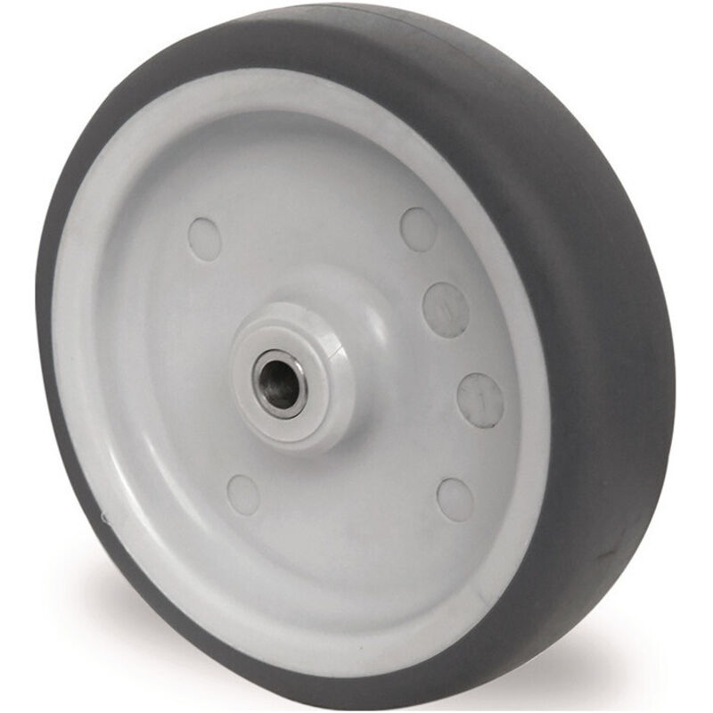 Roue D.125mm Trgf.100kg TPE gris Axe D.8mm Longueur moyeu 36mm PROMAT