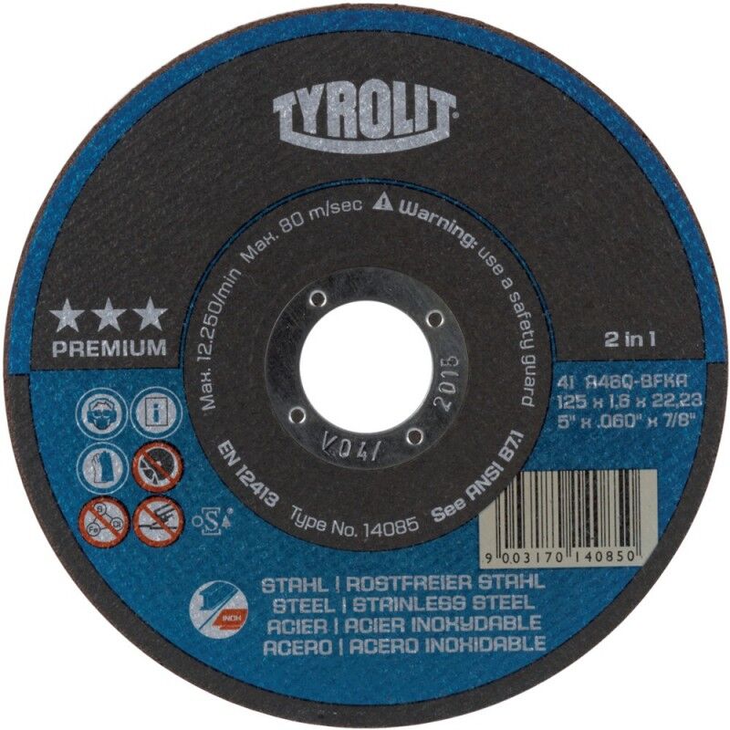 Disque de coupe acier inoxydable A60Q-BFKA 125x1,0mm Tyrolit