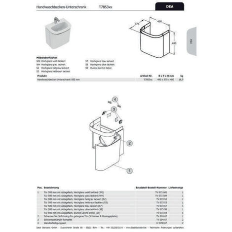 Porte d'armoire DEA l : 500 mm laqué gris lisse pour HWB-US, avec ...