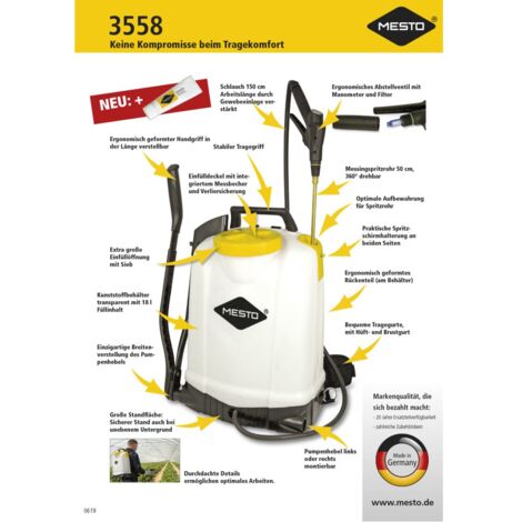 Pulvérisateur de jardin dorsal de 18L pour désherbage et cultures ...