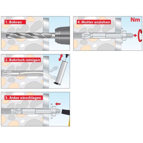 Goujon d'ancrage S-FIX Plus 7 M10x95/26 Scelllement beton lot de 50 ...