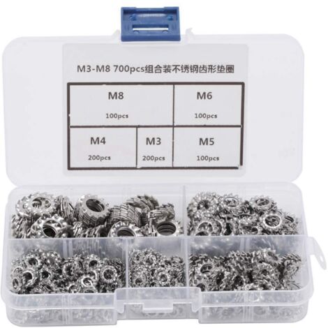 700Pcs M3-M8 Kombinationsbox Edelstahl 304 Zahnscheibe mit ...