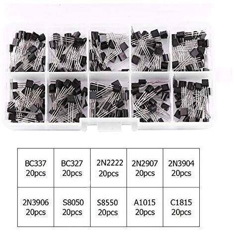 Wifehelper 200 Stücke 10 Werte Silizium Transistoren Sortiment Elektronisches Kit für Profis ...