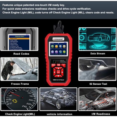 OBD2-Autodiagnosecode-Scanner, OBDII-O2-Sensorsystem, OBD2-EOBD ...