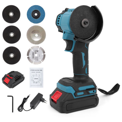 Ej.Life Mini-Akku-Winkelschleifer mit 2 x 1300 mAh Akkus, 21 V Werkzeug, 75 mm ...