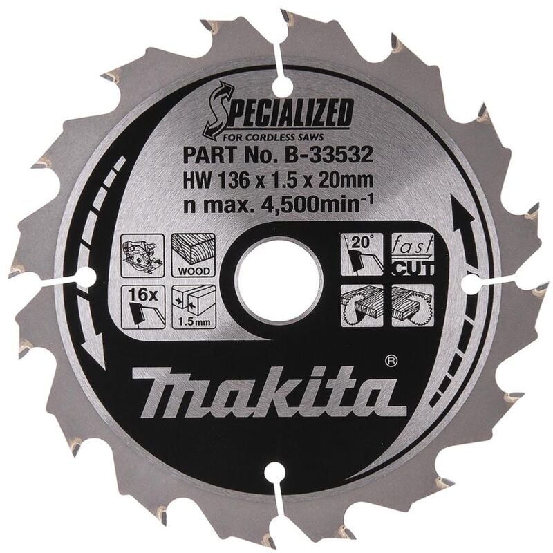 Makita B-33532 136mm x 20mm x 16T Specialized Circular Saw Blade