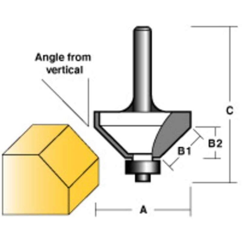 Carbitool Chamfer Router Bit 45Deg W/Bearing 1/2" Shank