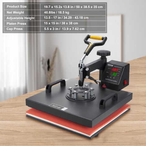Mophorn 15x15 Inch / 38x38 cm Heat Press Maschine, 2IN1 Clamshell ...