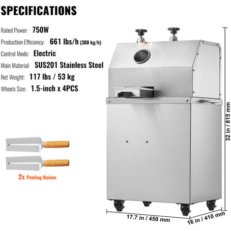 Mophorn Elektrischer Zuckerrohr-Entsafter von, 750 W Saftpresse mit 300 ...