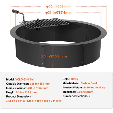 Mophorn Feuerstellenring, Feuerstelleneinsatz mit BBQ-Feuerring. 35 ...