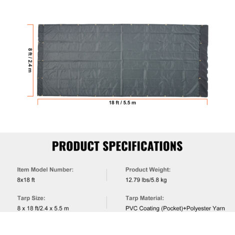 Mophorn-Muldenkipper-Netzplane,2,44 x 5,54 m,strapazierfähige schwarze ...