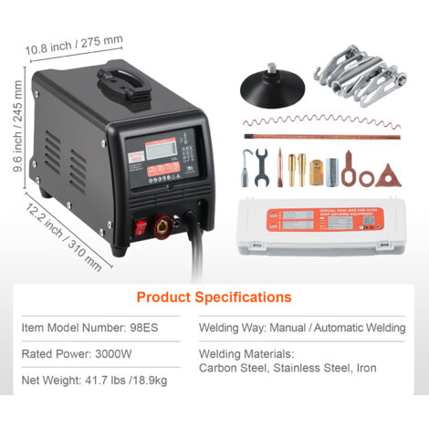 Mophorn Bolzenschweißgerät-Dellenreparaturset, 3 kW Punktschweißgerät-Dellenzieher mit 9 ...
