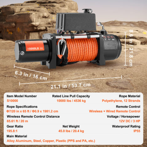 Mophorn elektrische Winde mit einer Tragkraft von 10.000 lb und 12-V ...