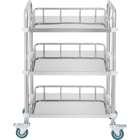 Mophorn Labor-Rollwagen aus Edelstahl mit 3 Ablagen und Lenkrollen ...