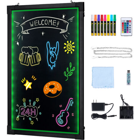 Mophorn LED-Nachrichtenschreibtafel, 16 x 12 Zoll, beleuchtete Tafel ...