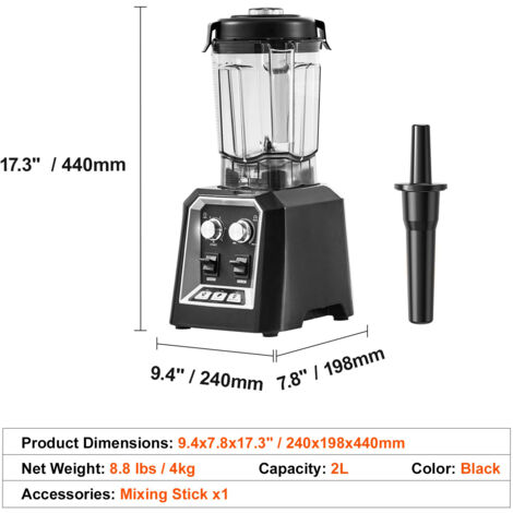 Mophorn Professioneller Mixer - 68 oz (2 l) Glasbehälter Kommerzieller ...