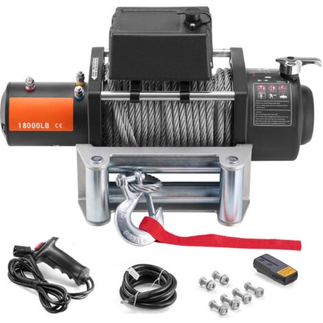 Mophorn Argano Elettrico 8165 kg Argano per Camion 12 V CC con Φ1,1 x 2590,8 cm Rullo Passacavo ...