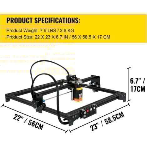 Mophorn Incisore laser da tavolo 16,1"x15,7" Ampia area 5,5 W Potenza ...