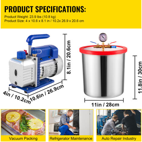 Mophorn Kit camera a vuoto, 5 galloni (22 litri), pompa per vuoto ...