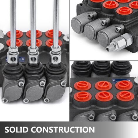 Mophorn Valvola di controllo idraulico a 3 bobine, valvola direzionale idraulica a doppio ...