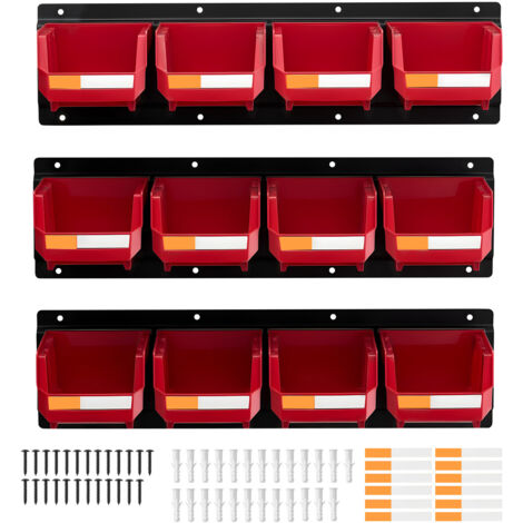 Mophorn Contenitori da Parete con 12 Vaschette in Plastica e 3 Binari ...