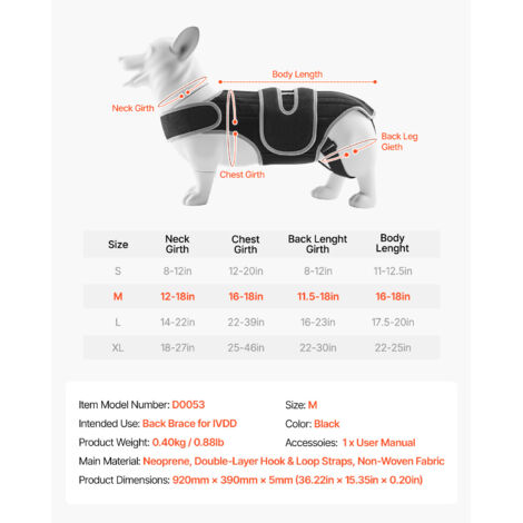 Mophorn Tutore per Schiena del Cane per IVDD, Supporto Ortopedico per ...