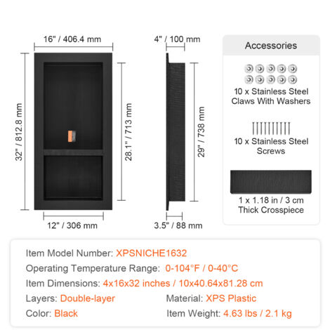Mophorn Nicho de Ducha Listo para Azulejos, 40.64 x 81.28 cm ...